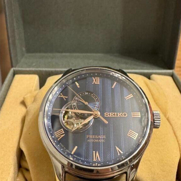 SEIKO PRESAGE Basic SARY187 Blue Automatic See-through Back Men Watch ...