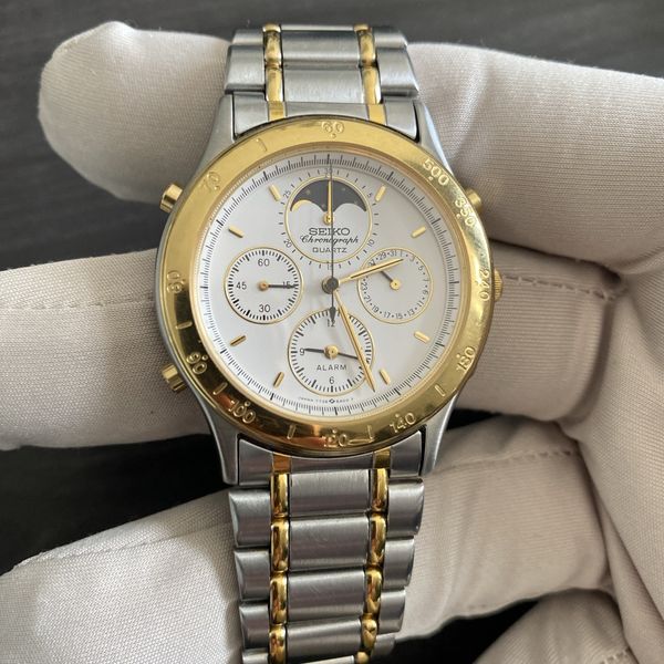 Seiko Chronograph Moon phase Alarm Two Tone | WatchCharts Marketplace