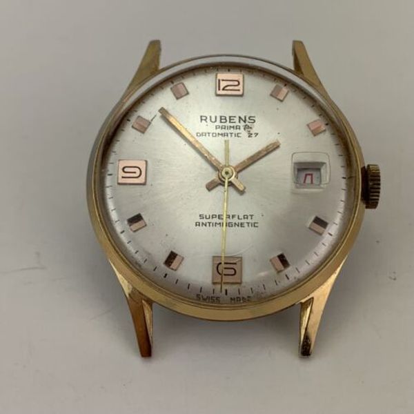 Rubens VTG 1960s Swiss Watch Prima Datomatic Date Mechanical EB8800 ...