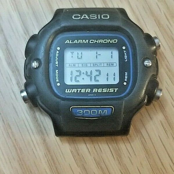 Vintage Casio DW-340 1000 Digital Diver 300m Alarm Chrono watch -is ...