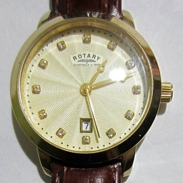 Rotary Ladies Round Gold Face Gold Plated/Tone Watch LS03462/40 ...