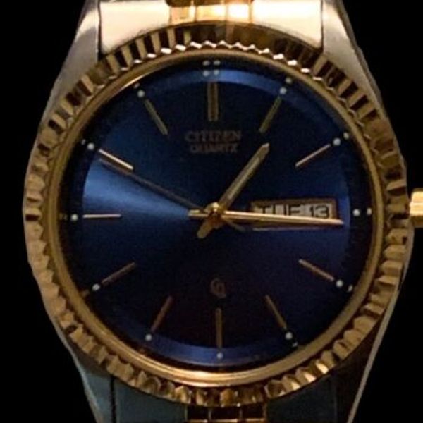 Vintage Citizen 6100-R00405 RW Men's Quartz Day/Date Watch w/ Blue Dial ...