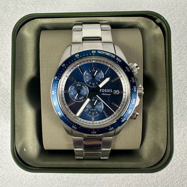 New FOSSIL Autocross Men Dual Time Multifunction Watch Blue Dial BQ2869 ...