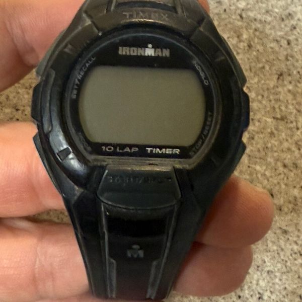 Timex Full-Size Ironman 10 Lap Black Resin Digital Men's Watch ...