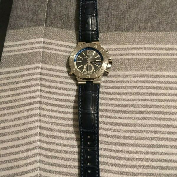 Authentic BVLGARI Diagono DG 40 S GMT Stainless Steel | Silver Dial ...