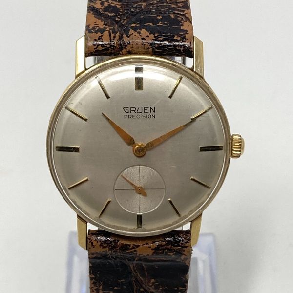 Vintage Gruen Precision Watch Men 14K Solid Gold 30mm Small Second Manual Wind | WatchCharts ...