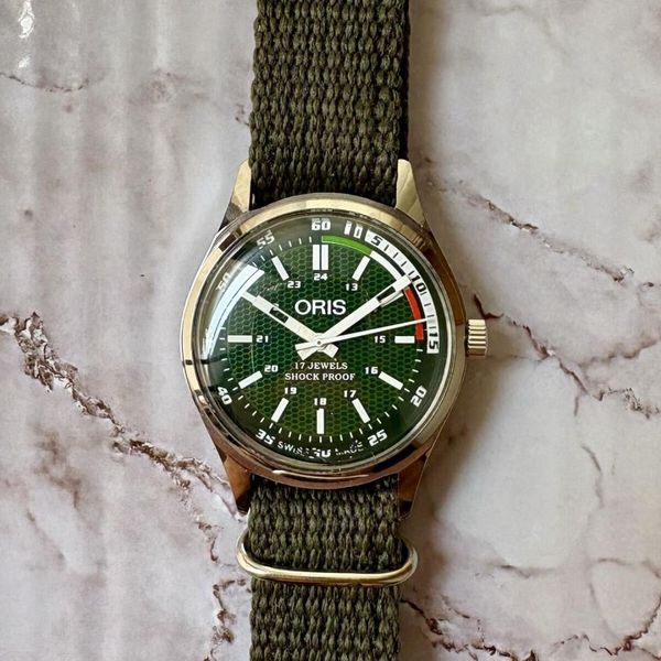 ORIS Vintage Mechanical Hand-Wound Watch Green Dial Stainless Steel 70s ...