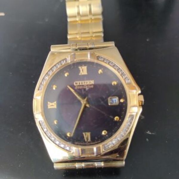 F Vintage Gents Citizen Eco-Drive Diamond E110 S00875 5N0404 Wristwatch ...