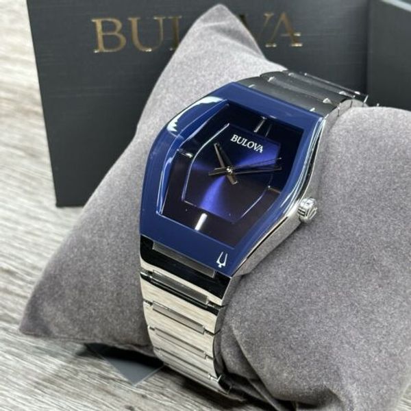 NEWâ Bulova Gemini Blue Dial Silver Tone Steel Elegant Men's Watch ...