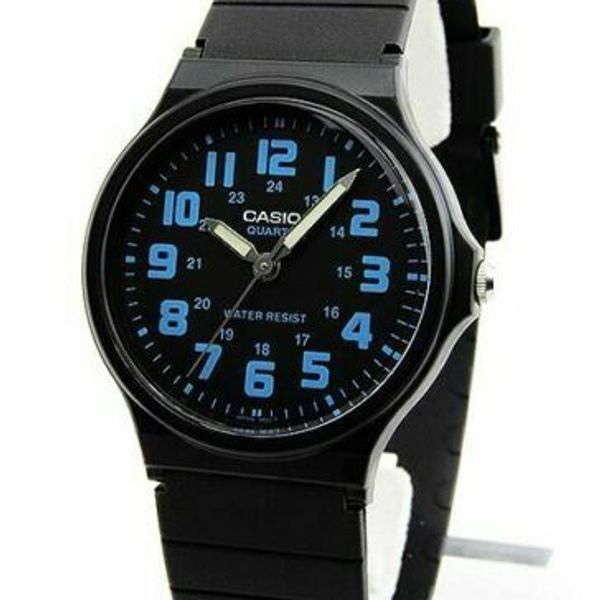 Casio Men's Unisex Watch MQ71-2B Black Resin Analog BLUE NUMBERS DIAL ...