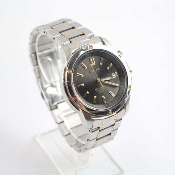 Seiko Two Tone Perpetual Calendar Sports Watch Ref 6A32-00B0 Quartz ...