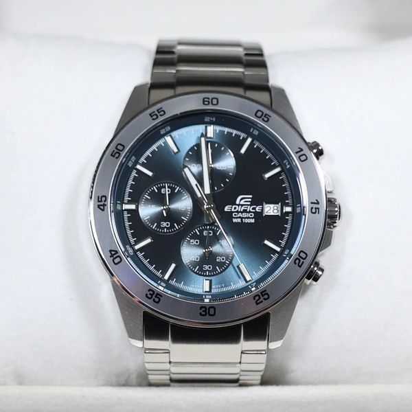 Casio Edifice Men's Blue Dial Stainless Steel Chronograph Watch EFR ...