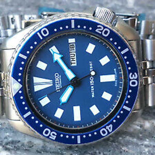 VINTAGE SEIKO DIVER 6309-7290 BLUE SLIM TURTLE AUTOMATIC MEN'S WATCH SN ...