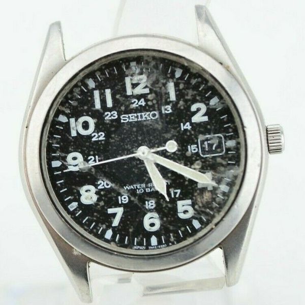 L563 Vintage Seiko Military Black Dial JDM Quartz Roman Watch 7N42-8260 ...