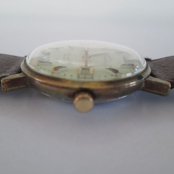 VINTAGE ROTARY WIND UP WRIST WATCH 21 JEWELS AUTOMATIC 32mm HIRSCH ...
