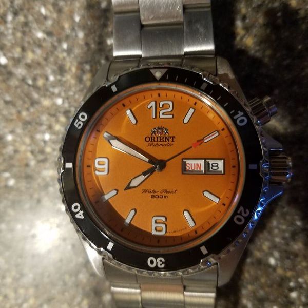 Orient Mako Orange Dial on bracelet (FS or trade for Black dial Mako ...