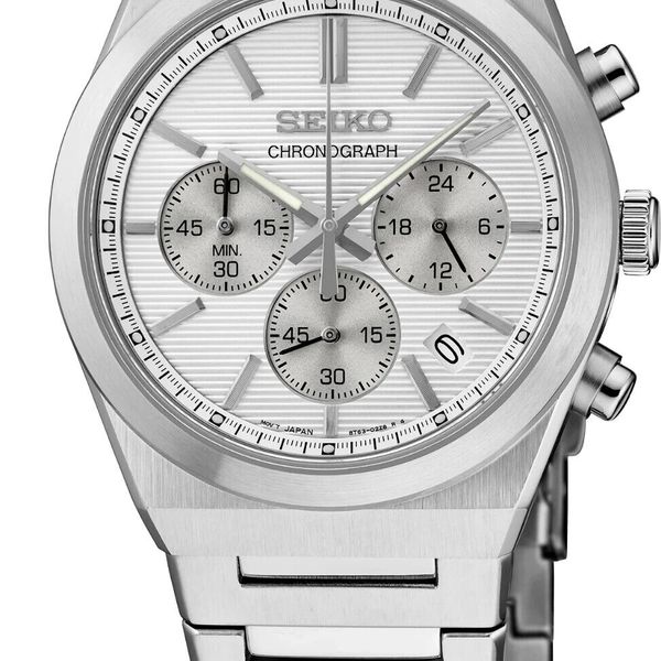 Seiko Essentials Silver Dial Chronograph Mens Watch SSB451 ...