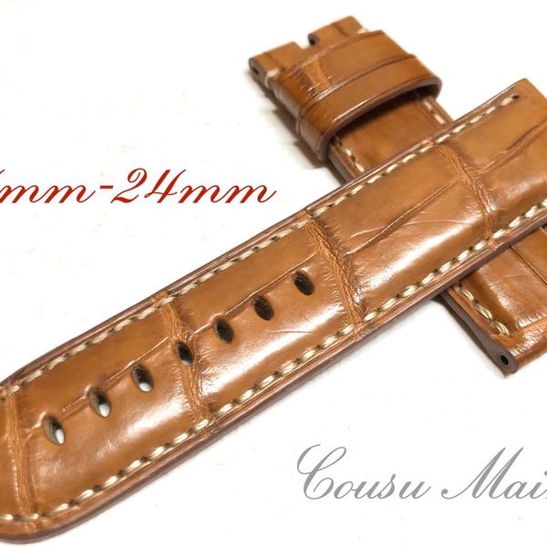 [Cousu Main] 24mm-24mm crocodile croco belt for double-sided buckle ...