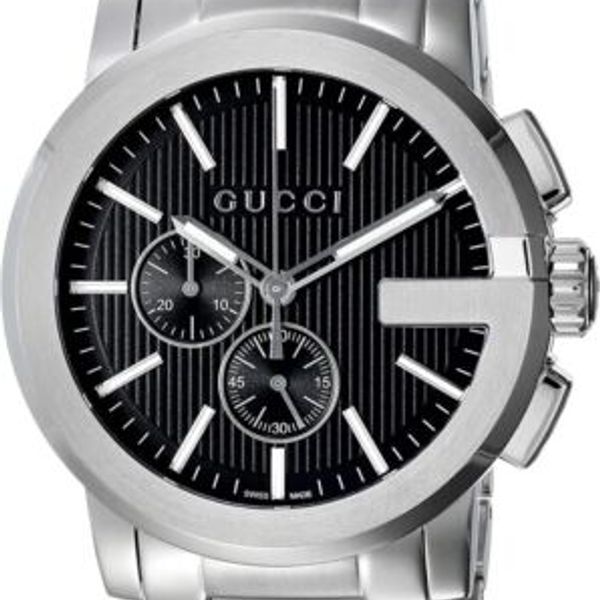NEW Gucci YA101204 Black Steel Chronograph Men's Watch - FAST FREE ...