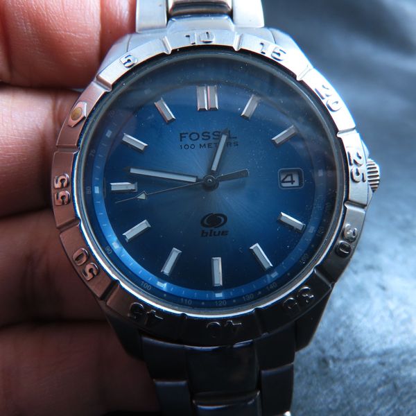 All Steel Fossil Blue Diver 100M Quartz Men Watch | WatchCharts Marketplace