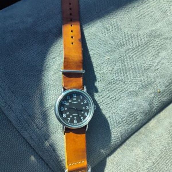 Timex Watch Indiglo Mens WR 30M Brown Leather Strap,Easy Reader,Black ...
