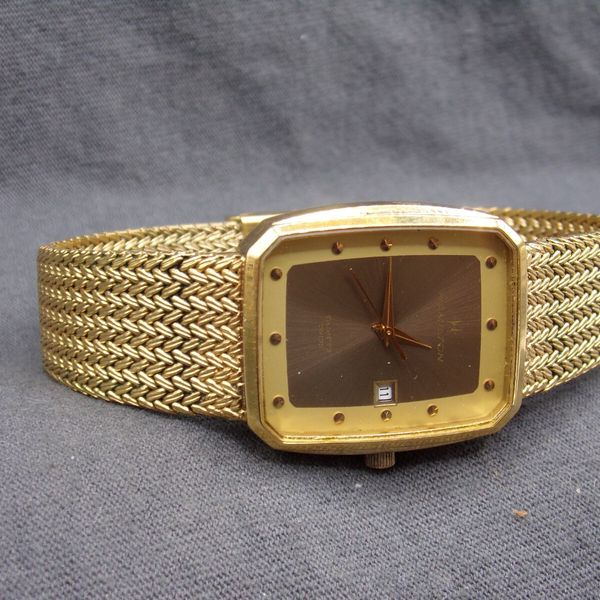 Men's Vintage HAMILTON Gold Swiss Watch w/ New Battery - Works Great ...