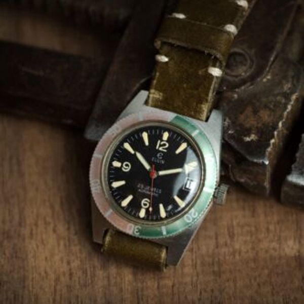 Vintage Elgin Skin Diver “watermelon” Serviced, On Original Bracelet ...