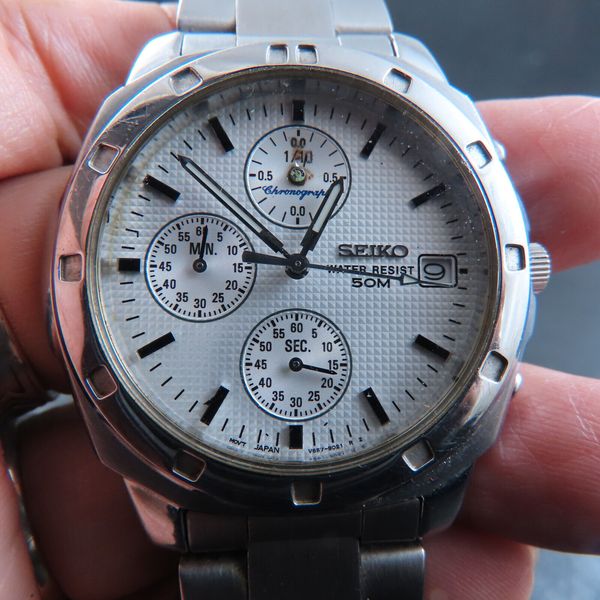 V657 Japan Seiko Chronograph Quartz Men Watch For Part Or Repair ...