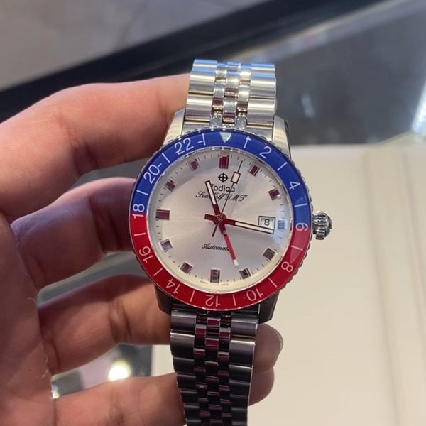 Zodiac Sea Wolf GMT Crystal Topper Edition Automatic Red Blue Watch ...