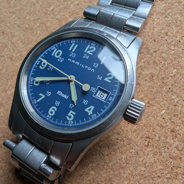 Hamilton Khaki Field Watch. Blue Dial. 6359, Quartz, 33mm (36 inc crown ...