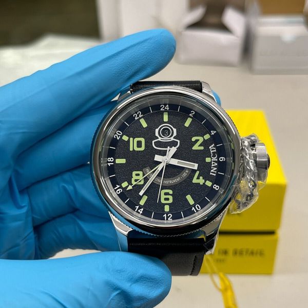 Invicta Russian Diver Mens 52mm LARGE Black Luminous GMT Swiss Quartz ...