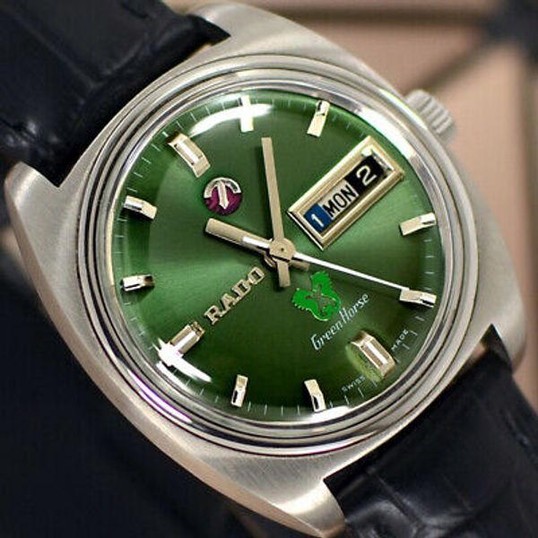 VINTAGE RADO Green Horse AUTOMATIC 30 JEWELS DAY&DATE ANALOG DRESS MEN ...