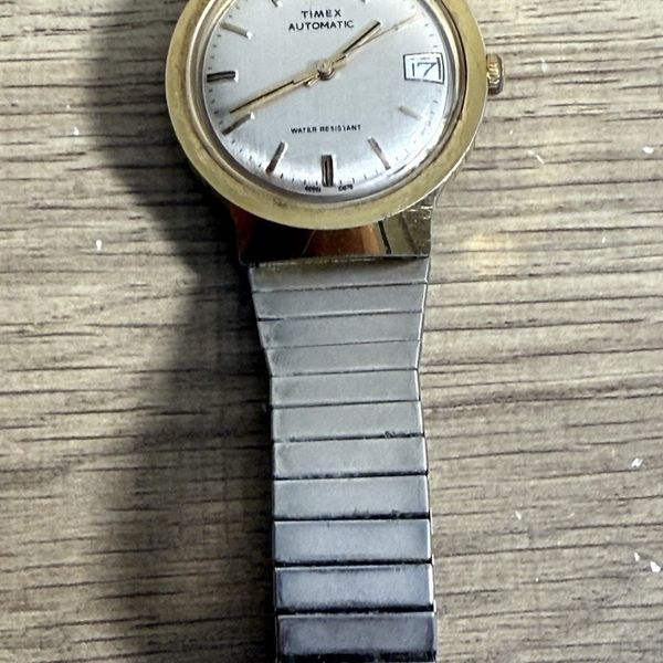 Vintage Timex Automatic Viscount Watch Men, Gold Silver Tone Date Day ...
