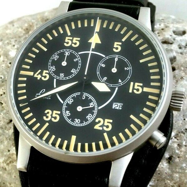 NOS LACO MILITARY Pilot FLIEGER Bell B-Uhr German Chronograph Zeppelin ...
