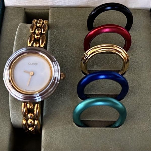GUCCI Change Bezel Ladies Watch Gold Plated Vintage Quartz with ...