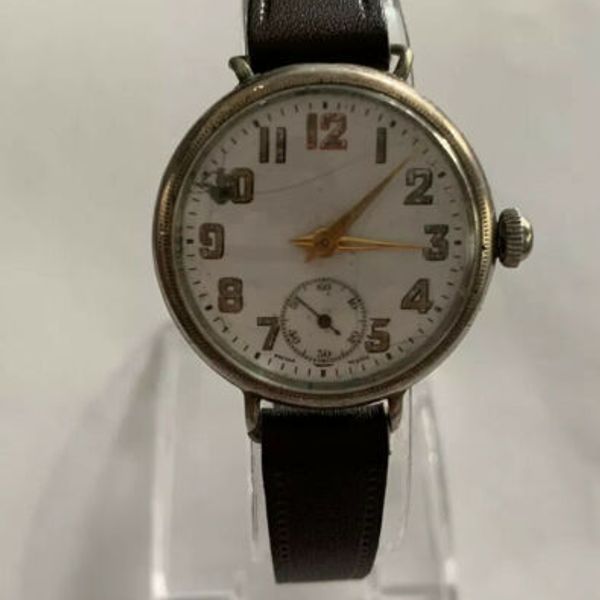 VINTAGE ZENITH GENTS MILITARY TRENCH WATCH (SOLID SILVER?) 1918 FLUTED ...