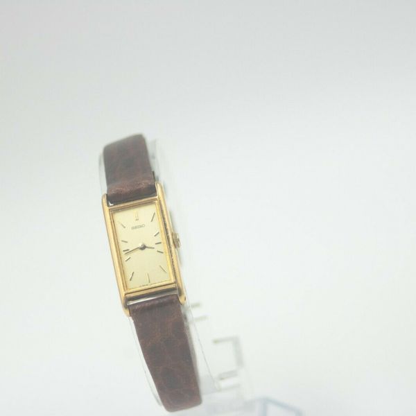 Women's SEIKO 2E20-6120 Quartz Watch Gold Tone Face New Battery Analog ...