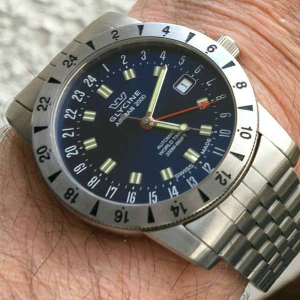Glycine Airman 2000 World Timer GMT Automatic Watch Ref.3764 Full Set ...