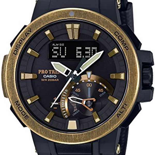 [Casio] Watch Pro Trek Vintage Gold Color Radio wave solar PRW-7000V ...