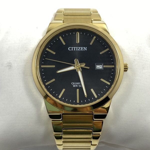 Citizen Classic Quartz Black Dial Gold Tone Steel Men's Watch BI5062 ...