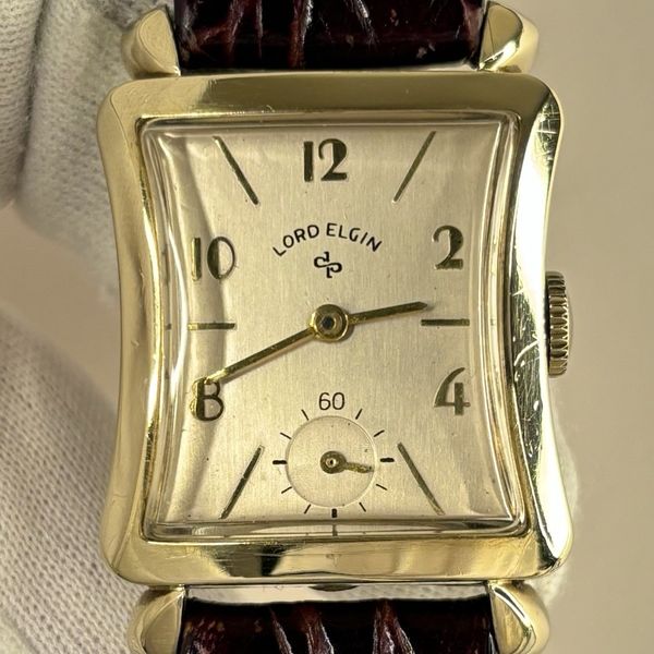 LORD ELGIN 14K Gold Filled Vintage 1950â s Menâ s Manual Tank Watch ...