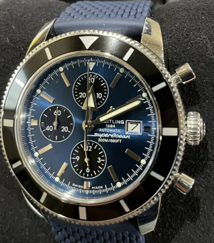 Breitling Superocean Heritage 46 Blue/Black Chrono A1332024/C817 Mesh W ...