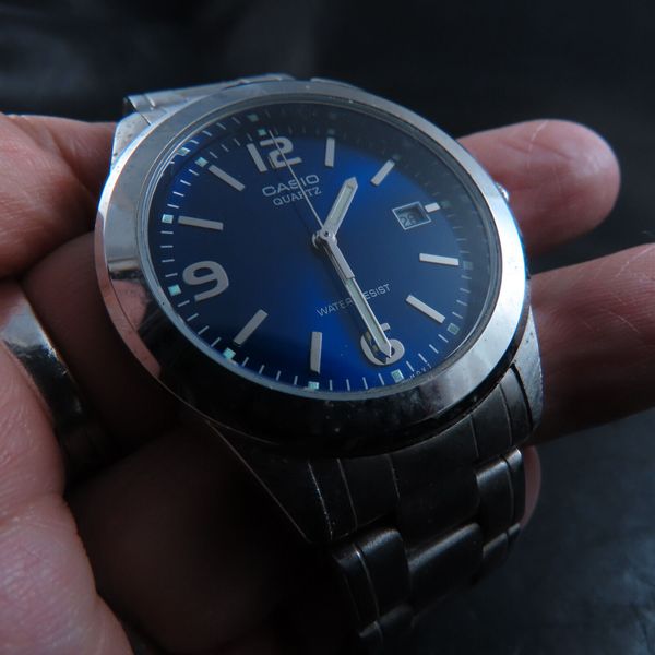 MTP-1215 Casio Modern Blue Dial Quartz Men Watch | WatchCharts Marketplace