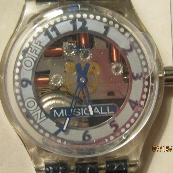 SWATCH, WATCH ,MUSICAL,AG 1995 UNUSED STILL IN BOX , WORKING WELL ...