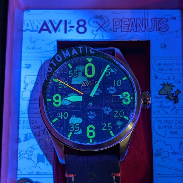 *NEW* AVI-8 X Peanuts Spitfire Snoopy Flying Ace In Beagle Blue Auto ...