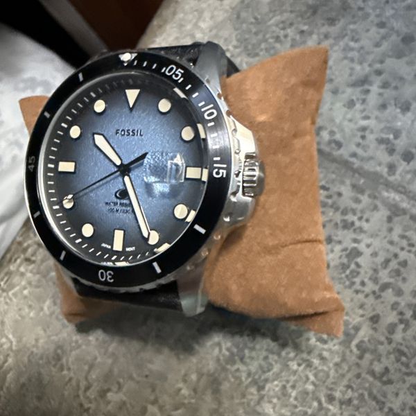 Fossil Men's Watch Blue Dial Black LiteHide Leather Strap FS5960 ...