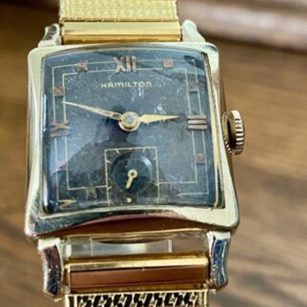 1950's Hamilton USA RYAN 747 Movement Watch 17j 10K G.F. Case Black ...