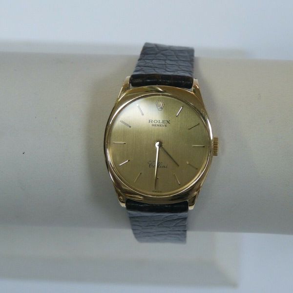 18K YELLOW GOLD ROLEX CELLINI WITH GENUINE ROLEX CROCODILE BAND AND 18K ...