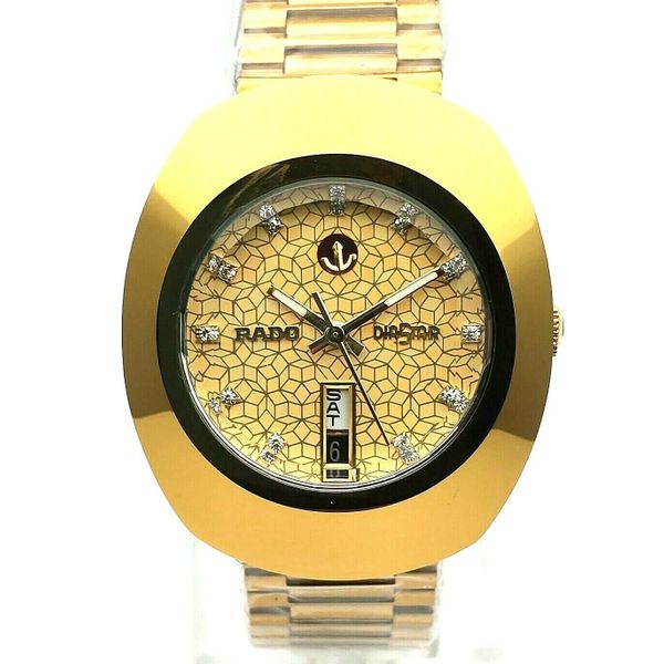 Vintage Rado Diastar Automatic Golden Dial White Stone Men's Wrist ...