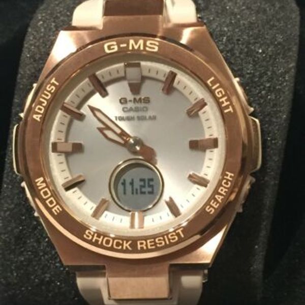 Casio Baby-G Solar 100m Rose Gold Tone Stainless Steel/Pink Resin Watch ...